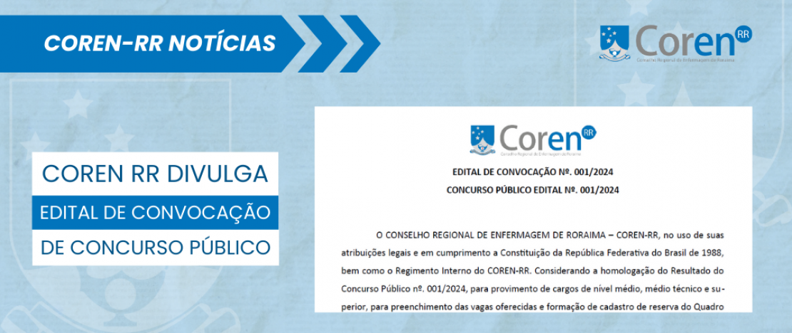 COREN publica edital de convocação do concurso do COREN-RR | Conselho ...